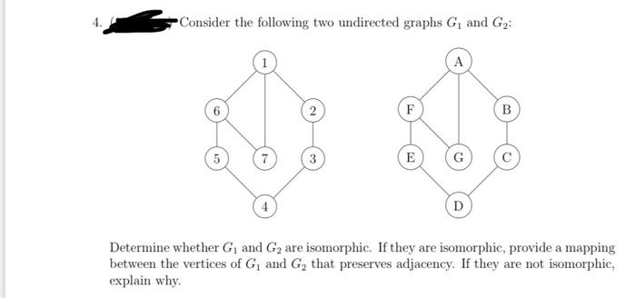 Solved Consider the following two undirected graphs G1 and | Chegg.com
