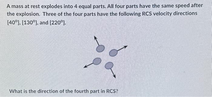 Solved A mass at rest explodes into 4 equal parts. All four | Chegg.com