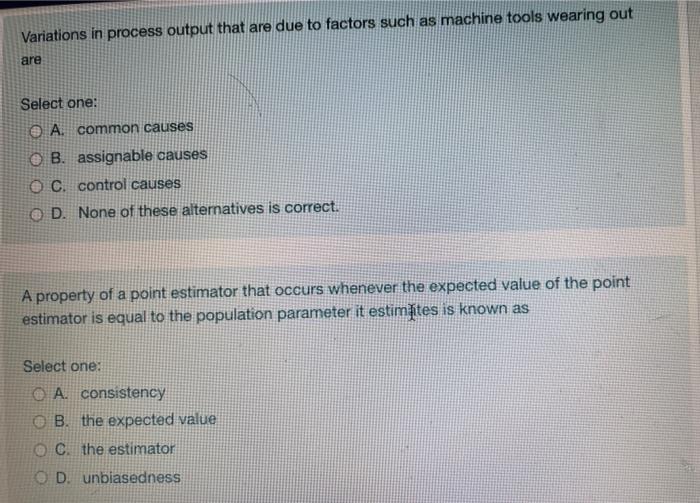 Solved Variations in process output that are due to factors | Chegg.com