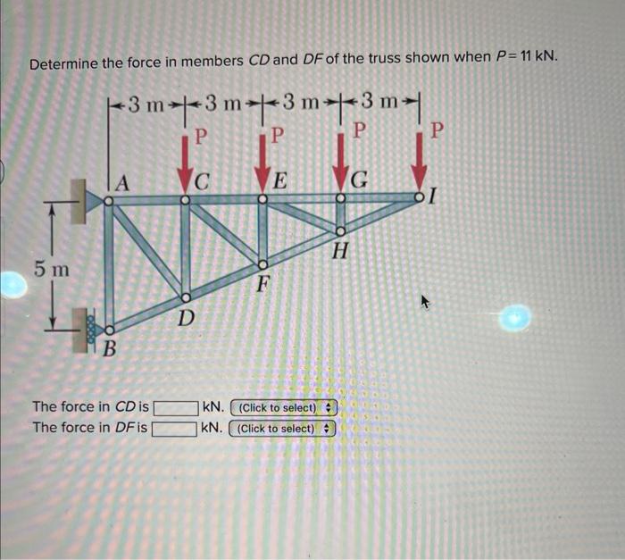Solved Determine the force in members CD and DF of the truss | Chegg.com