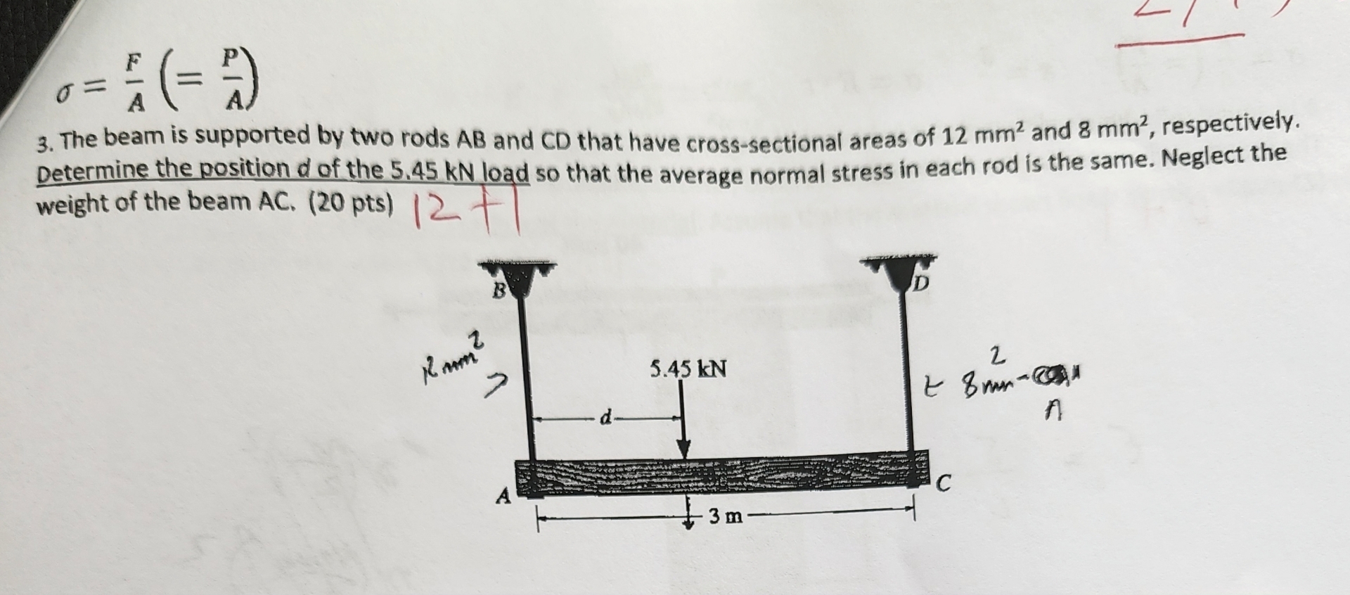 Solved )=(PAThe beam is supported by two rods AB ﻿and CD | Chegg.com