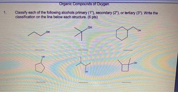 Solved Organic Compounds of Oxygen Classify each of the | Chegg.com