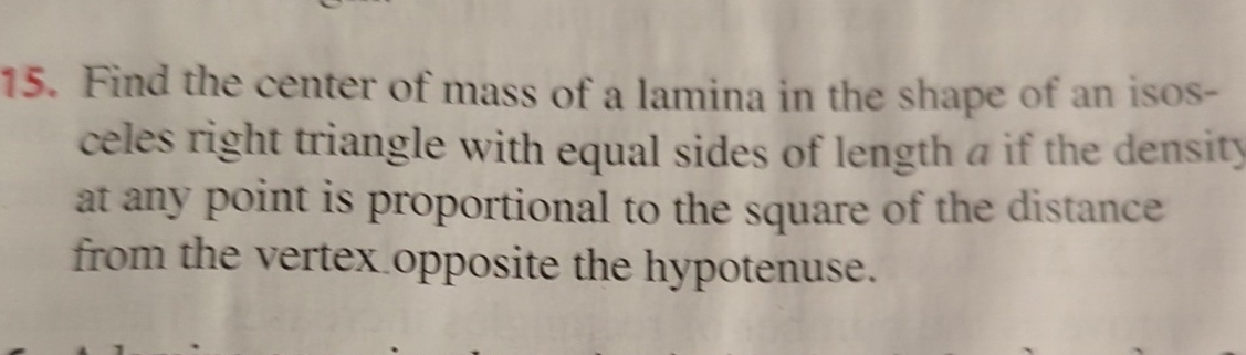 Solved Find the center of mass of a lamina in the shape of | Chegg.com