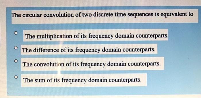 Solved The circular convolution of two discrete time | Chegg.com