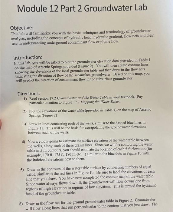 Solved Module 12 Part 2 Groundwater Lab Objective: This lab | Chegg.com