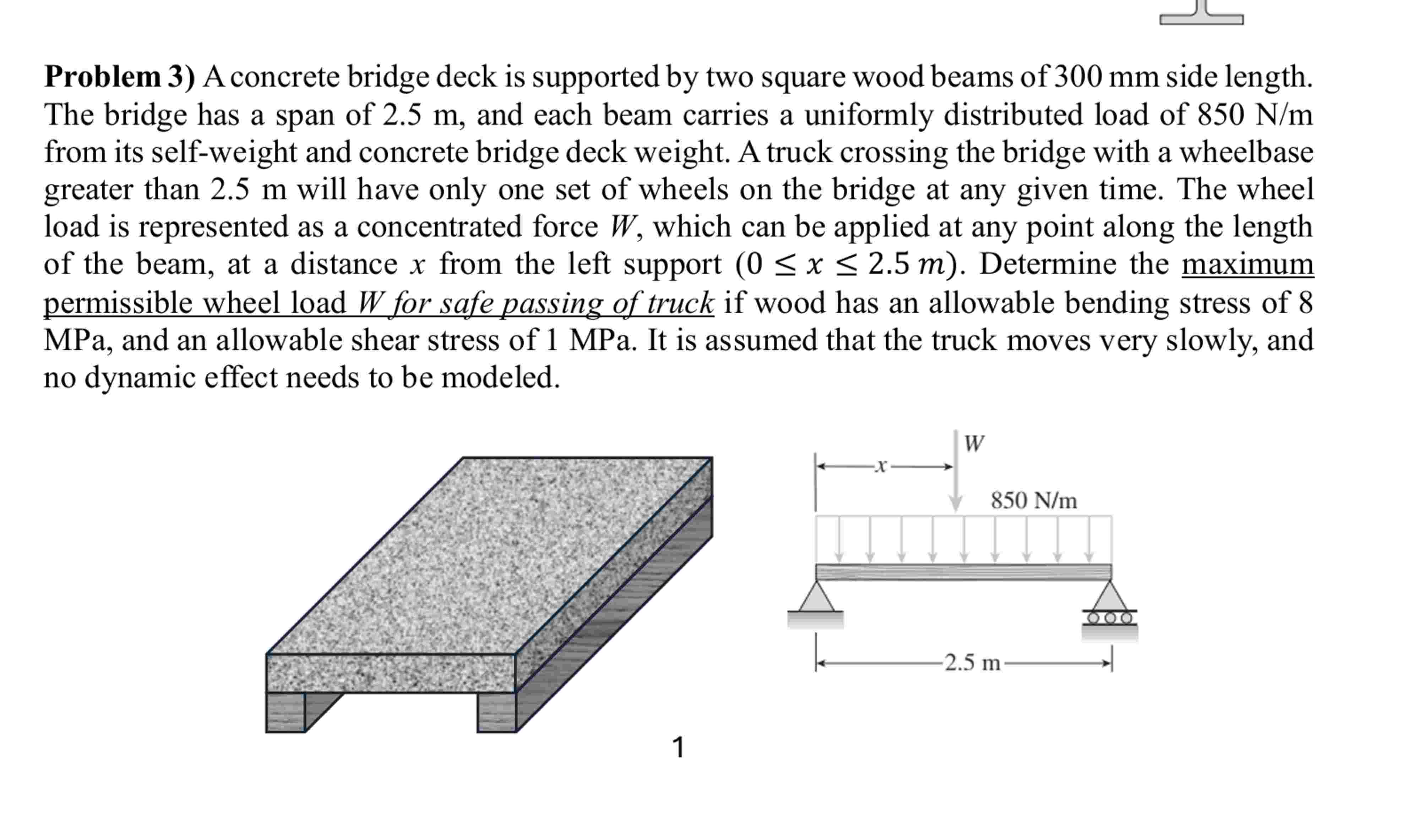 Solved Problem 3850Nmfrom its self-weight and concrete | Chegg.com