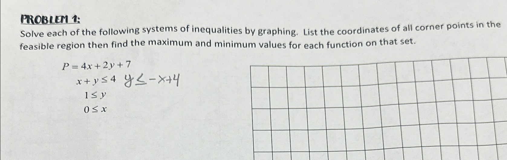 PROBLEM 1:Solve each of the following systems of | Chegg.com