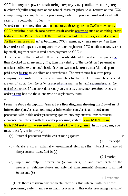 Solved CCC ﻿is a large computer manufacturing company that | Chegg.com