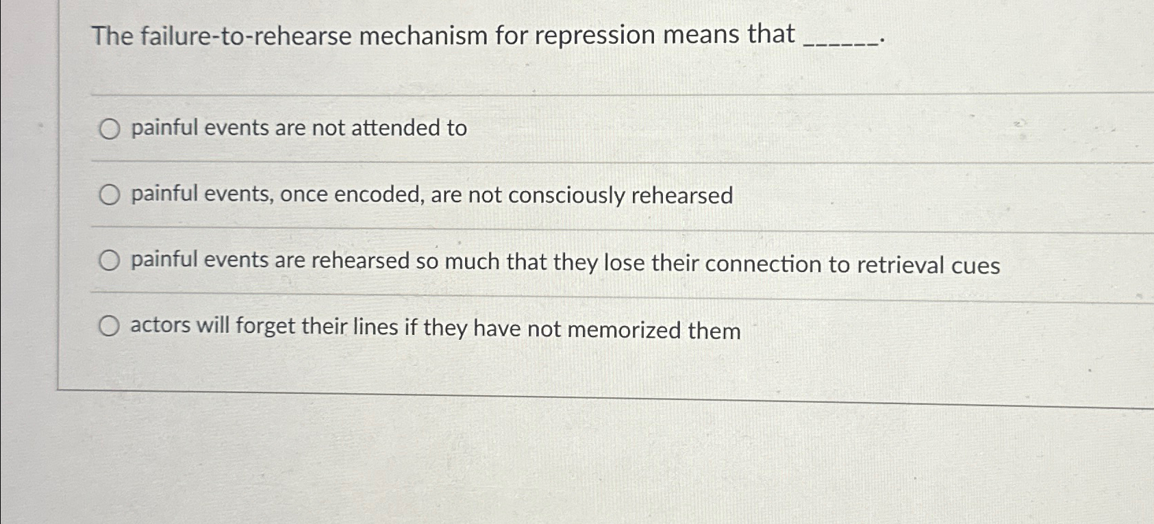Solved The failure-to-rehearse mechanism for repression | Chegg.com