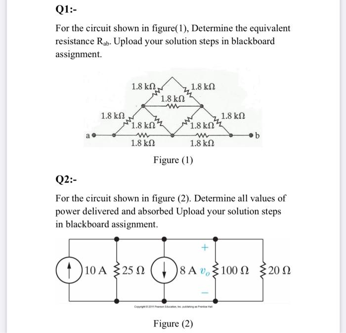 Solved Q1:- For the circuit shown in figure(1), Determine | Chegg.com