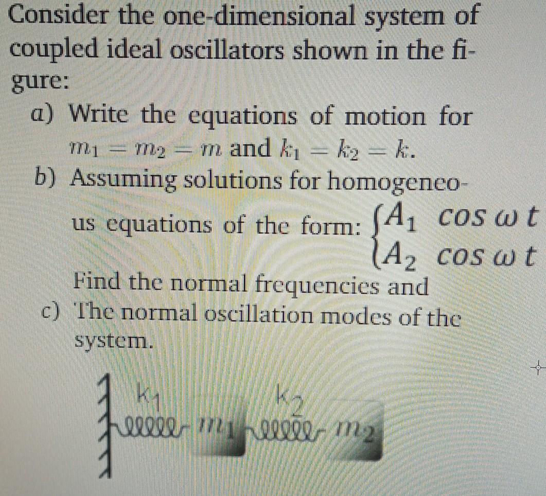 Solved Consider the one-dimensional system of coupled ideal | Chegg.com