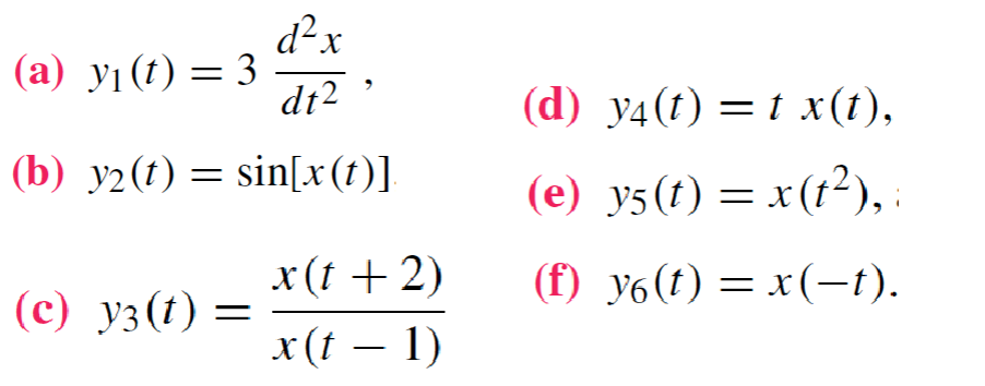 Solved identify linearity and time invariance of all of the | Chegg.com