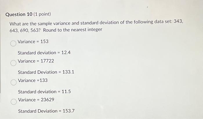 Solved What are the sample variance and standard deviation | Chegg.com