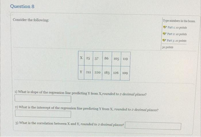 Solved Question 7 Consider the following table summarizing | Chegg.com