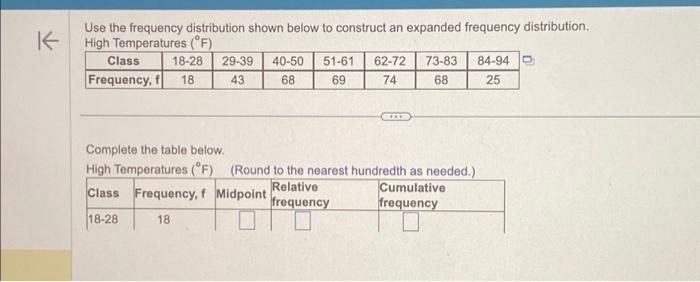 Solved K Use the frequency distribution shown below to | Chegg.com