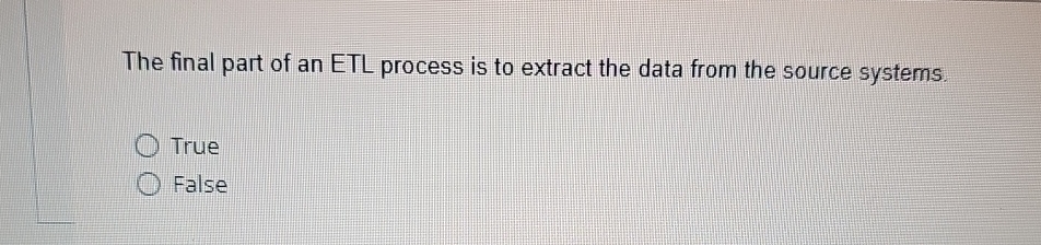 Solved The final part of an ETL process is to extract the | Chegg.com