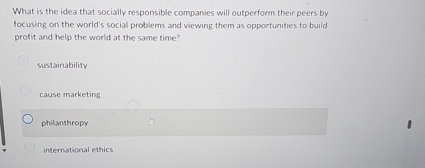 Solved What is the idea that socially responsible companies | Chegg.com