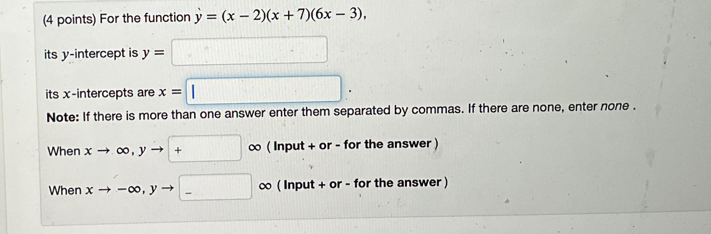 Solved 4 ﻿points ﻿for The Function Yx 2x76x 3its 