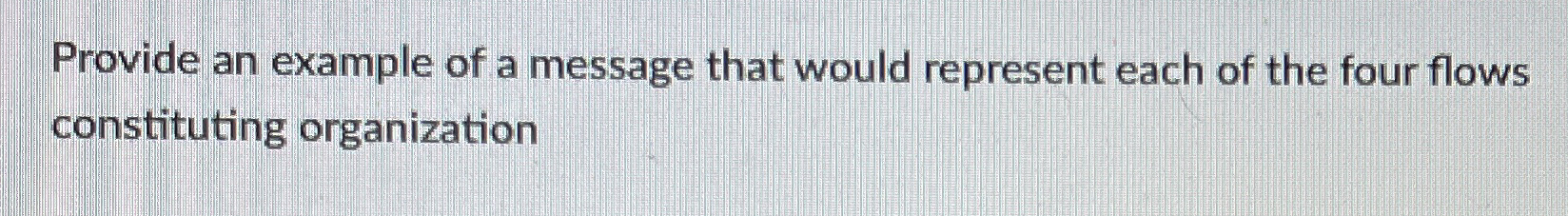 Solved Provide an example of a message that would represent | Chegg.com