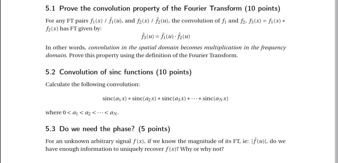 Solved 5.1 Prove the convolution property of the Fourier | Chegg.com