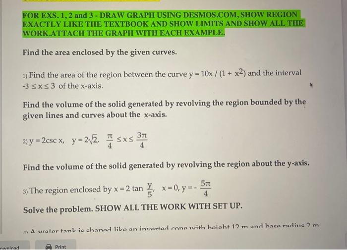 Solved FOR EXS. 1,2 and 3 - DRAW GRAPH USING DESMOS.COM, | Chegg.com