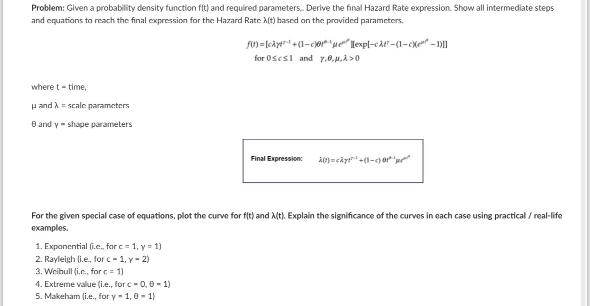 Solved Problem: Given a probability density function f(t) | Chegg.com
