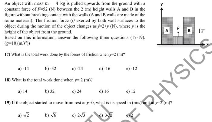 Solved An object with mass m = 4 kg is pulled upwards from | Chegg.com