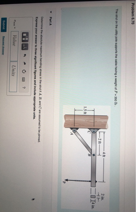 Solved Problem 6.70 The strut on the utility pole supports | Chegg.com