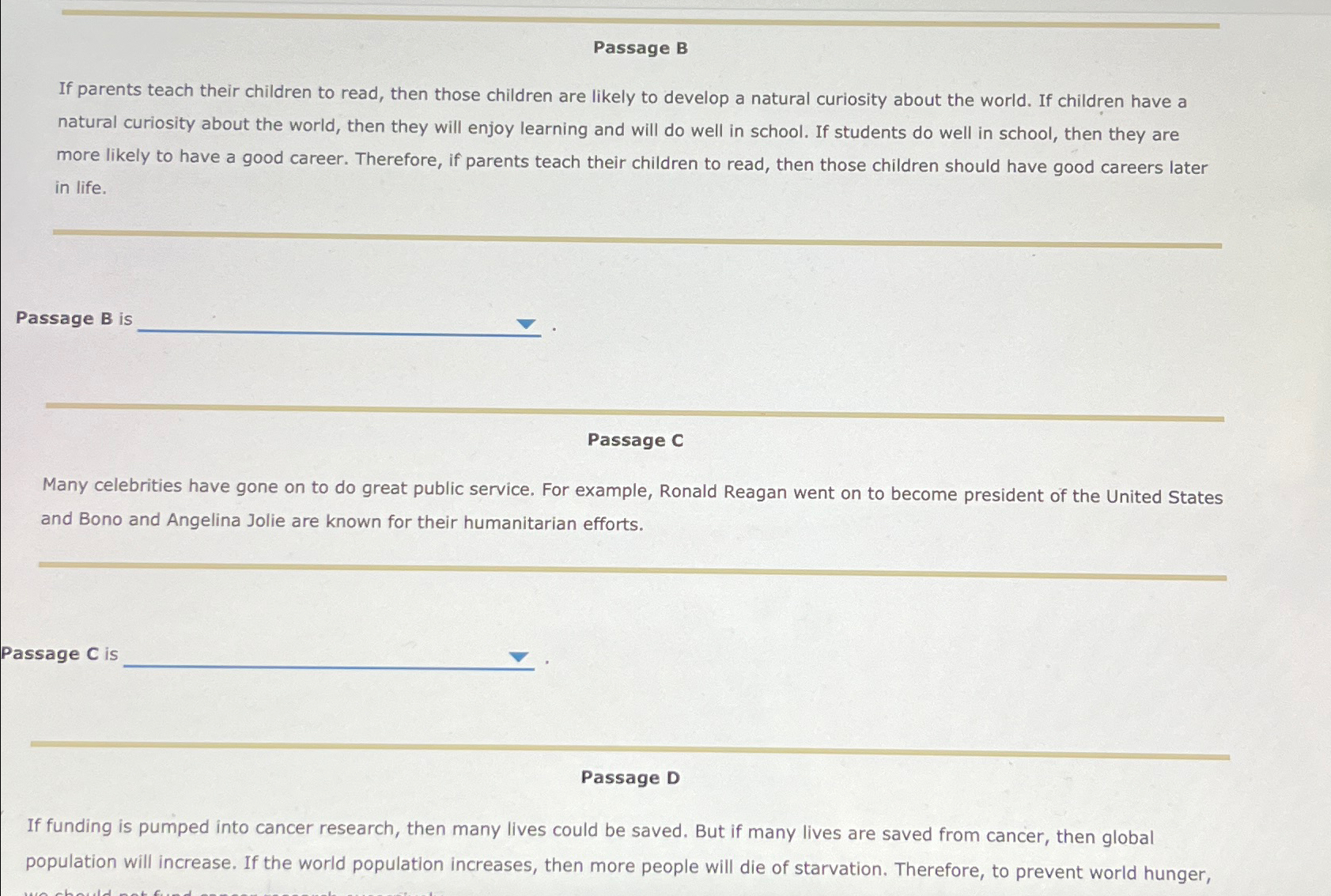 Solved Passage BIf parents teach their children to read, | Chegg.com