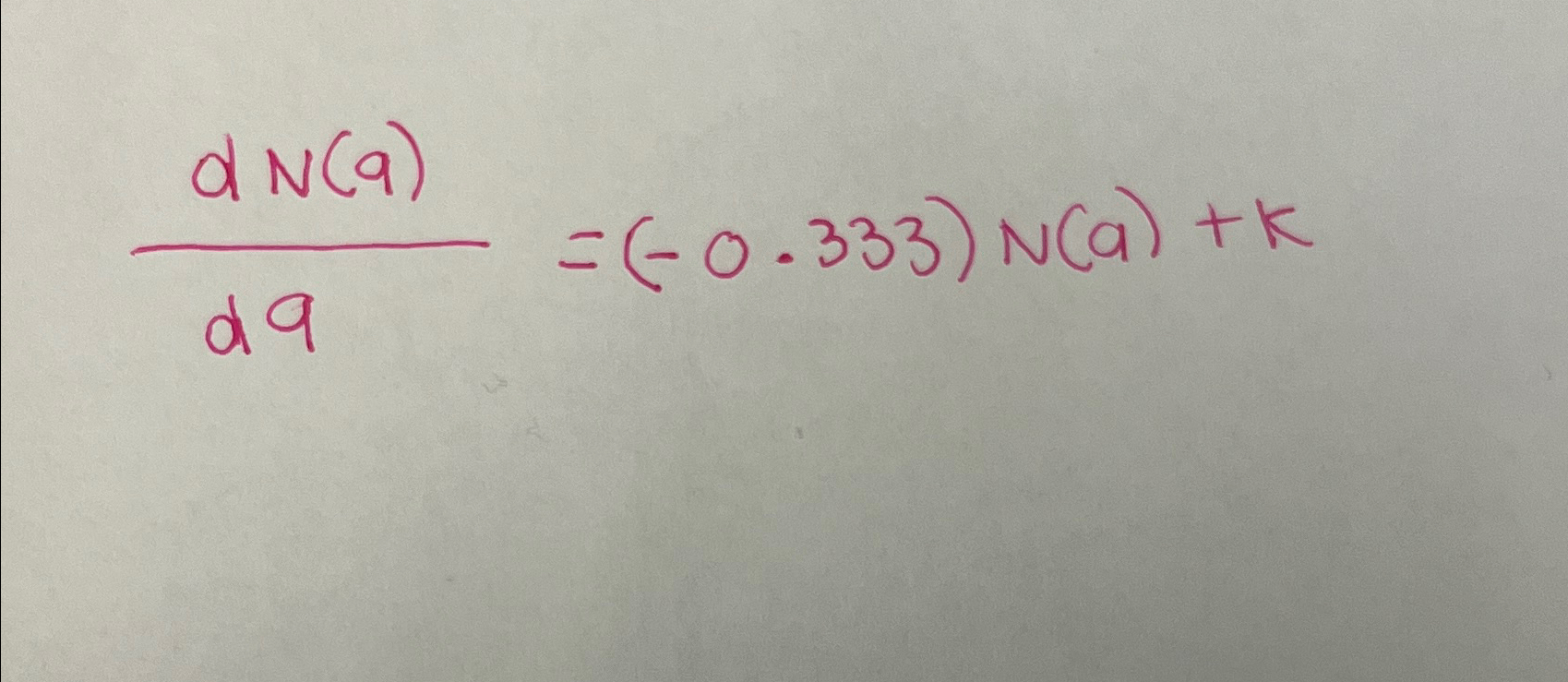 Solved dN(9)d9=(-0.333)N(9)+k ﻿Solve for k | Chegg.com