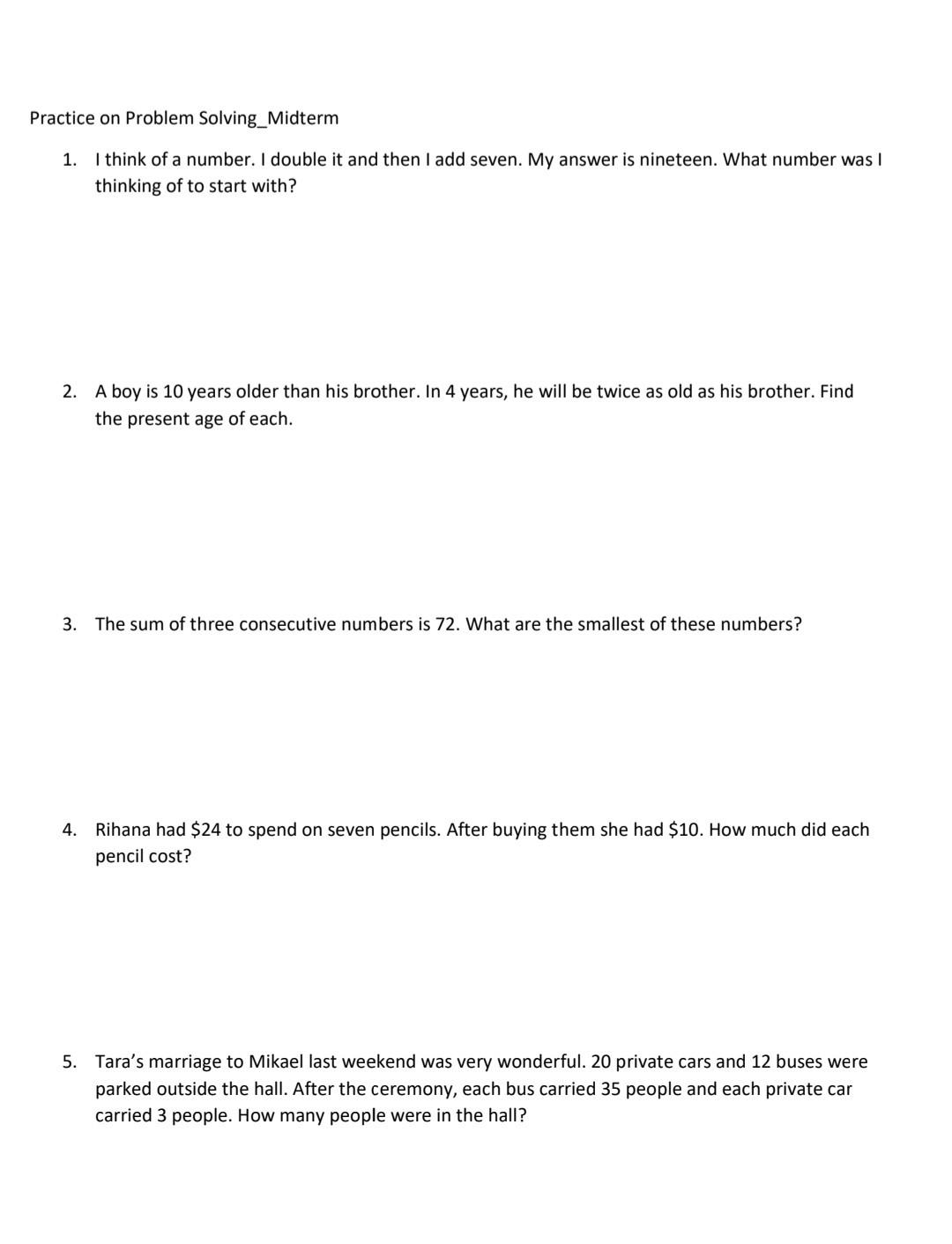 Solved 1. I think of a number. I double it and then I add | Chegg.com