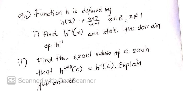 Solved XER, RFI ab) Function his defined by h(x) x+7 :) Find | Chegg.com