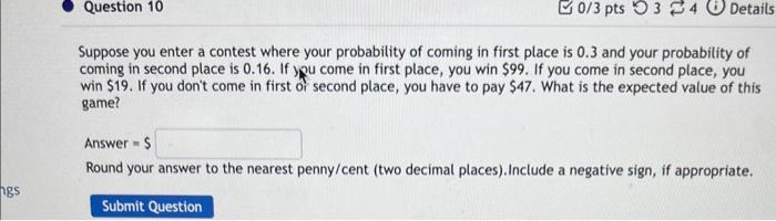 Solved Suppose you enter a contest where your probability of | Chegg.com