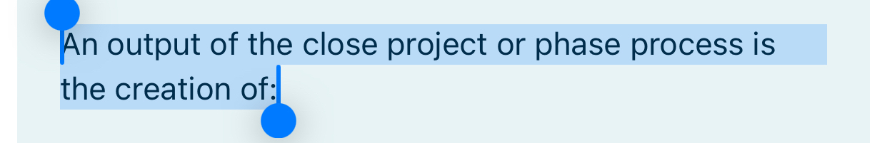 Solved An output of the close project or phase process is | Chegg.com