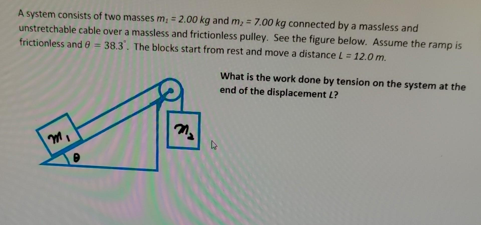 Solved A system consists of two masses m1=2.00 kg and | Chegg.com