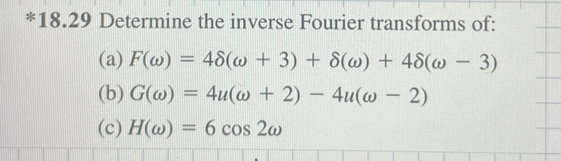 Solved *18.29 ﻿Determine the inverse Fourier transforms | Chegg.com