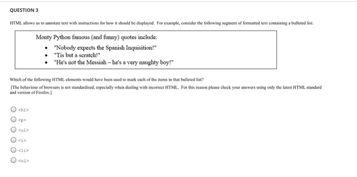 Solved Question 3 Html Allows Us To Annotate Text With