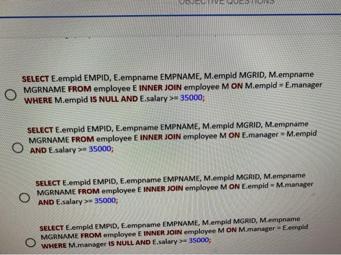 Solved Consider the table employee given below: Table: | Chegg.com