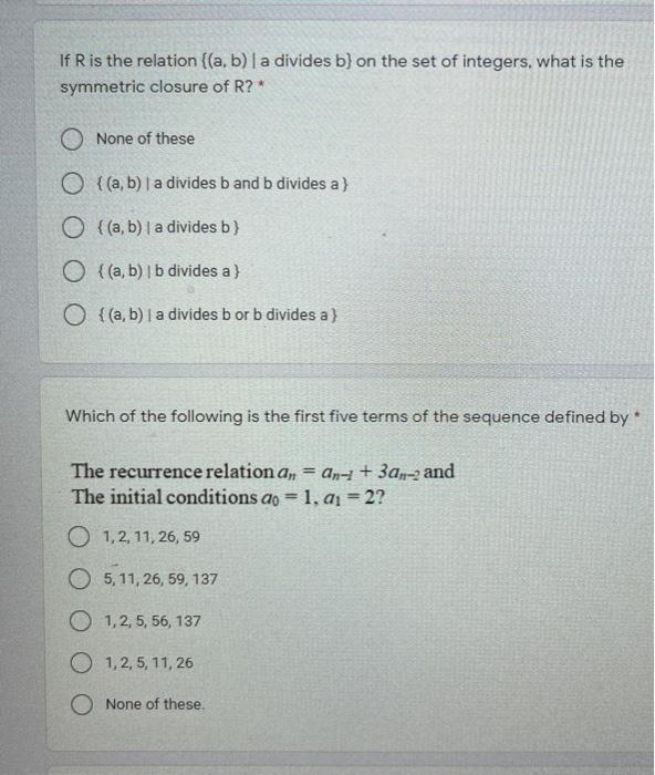 Solved If Ris the relation {(a, b) la divides b) on the set | Chegg.com