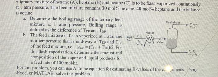 Solved A ternary mixture of hexane (A), heptane (B) and | Chegg.com