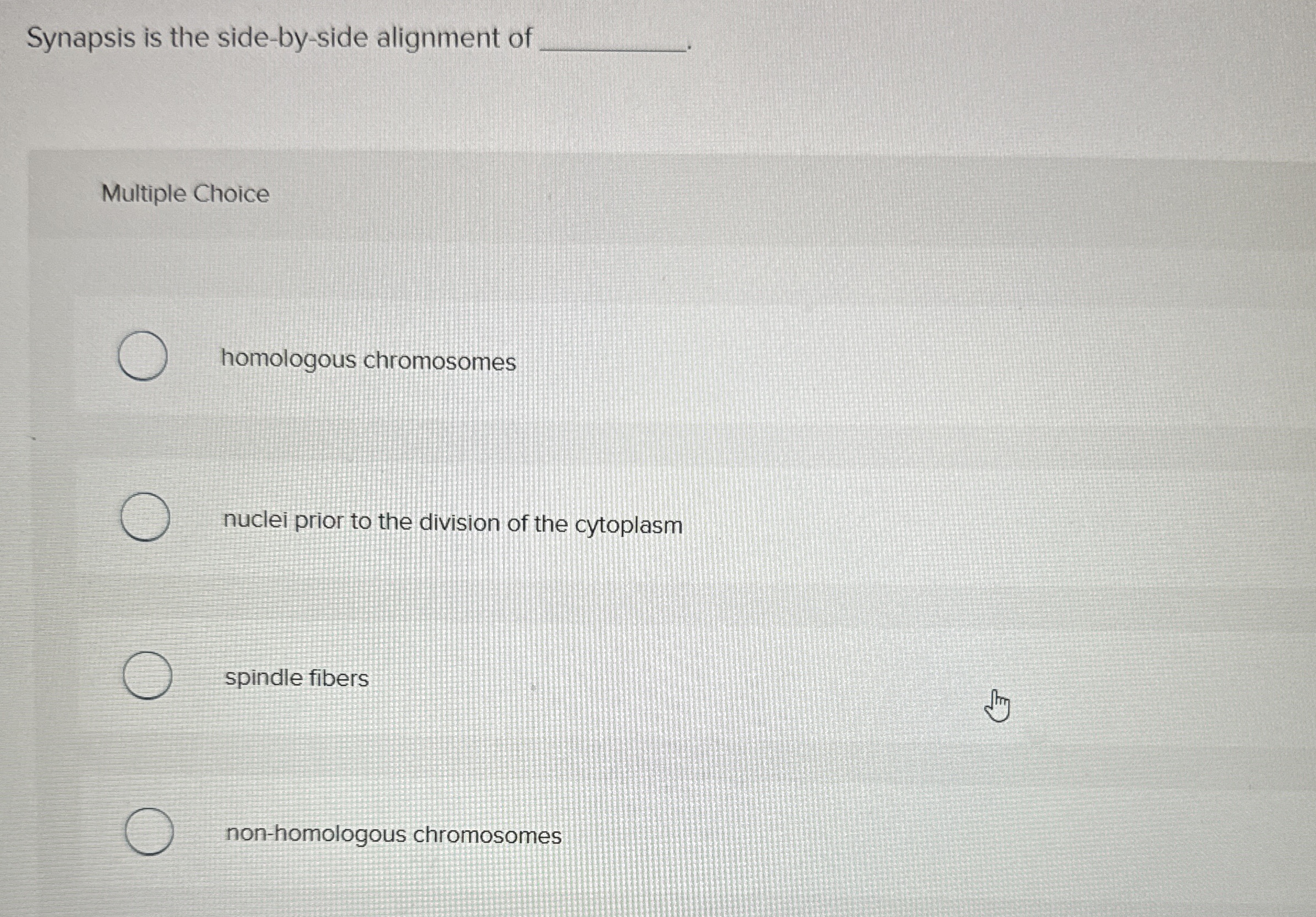 Solved Synapsis is the side-by-side alignment of Multiple | Chegg.com