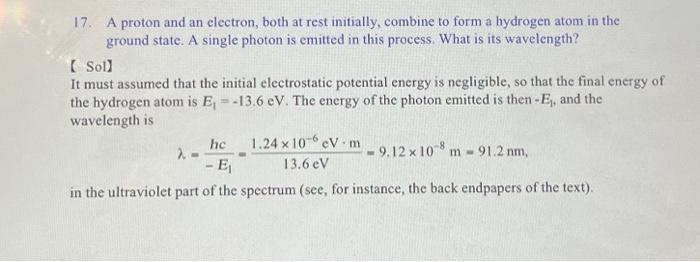 Solved 17 A Proton And An Electron Both At Rest Initially