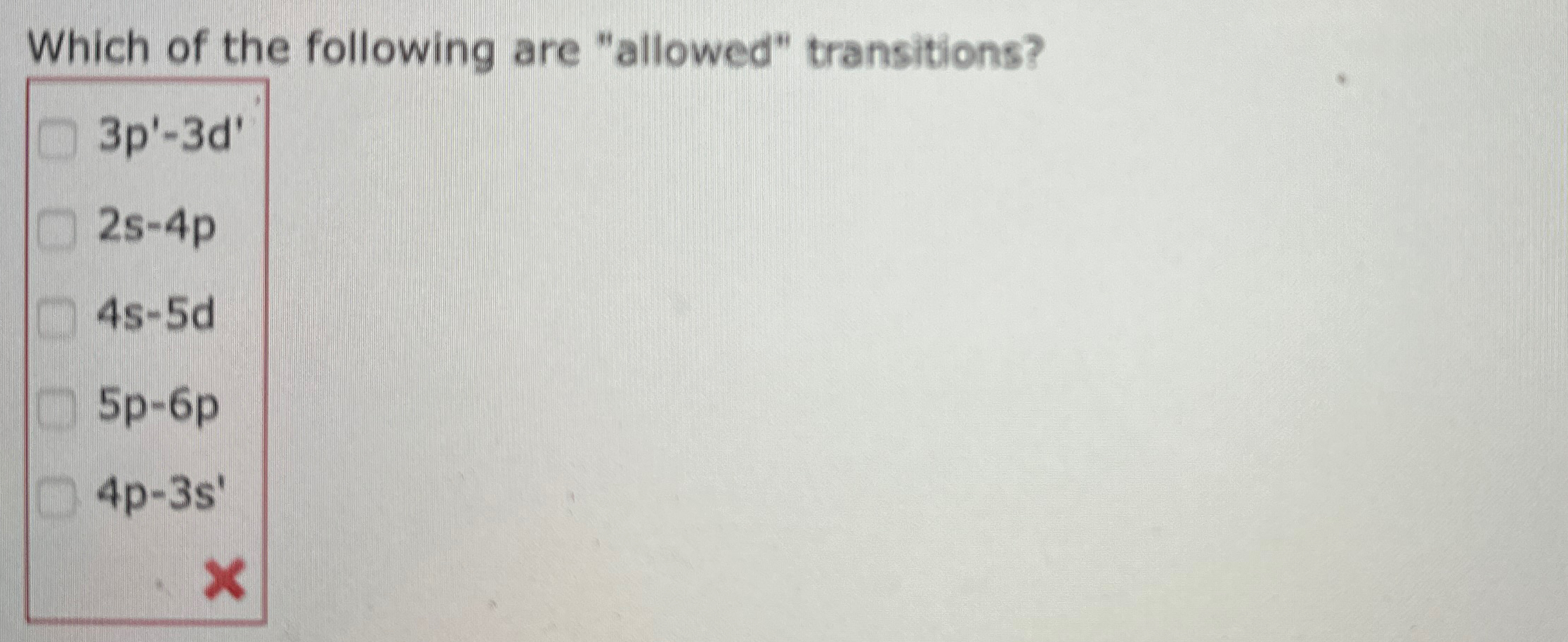 Solved Which of the following are "allowed" | Chegg.com