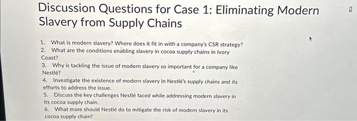 Discussion Questions for Case 1: Eliminating Modern | Chegg.com