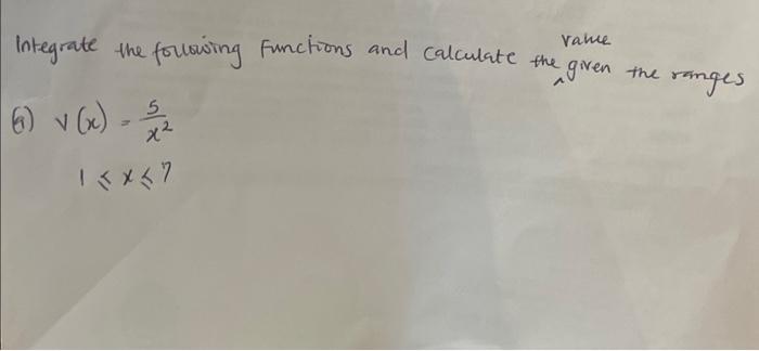 Solved Integrate the following Functions and calculate the | Chegg.com