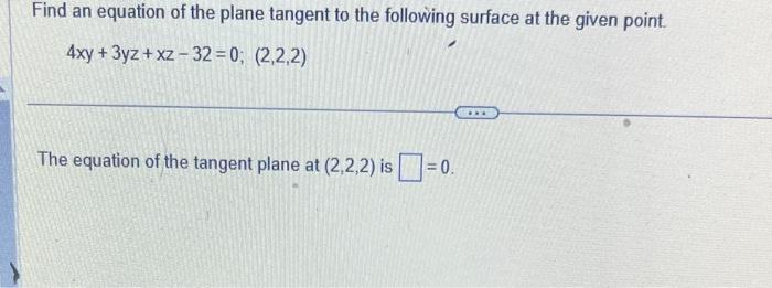 Solved Find an equation of the plane tangent to the | Chegg.com