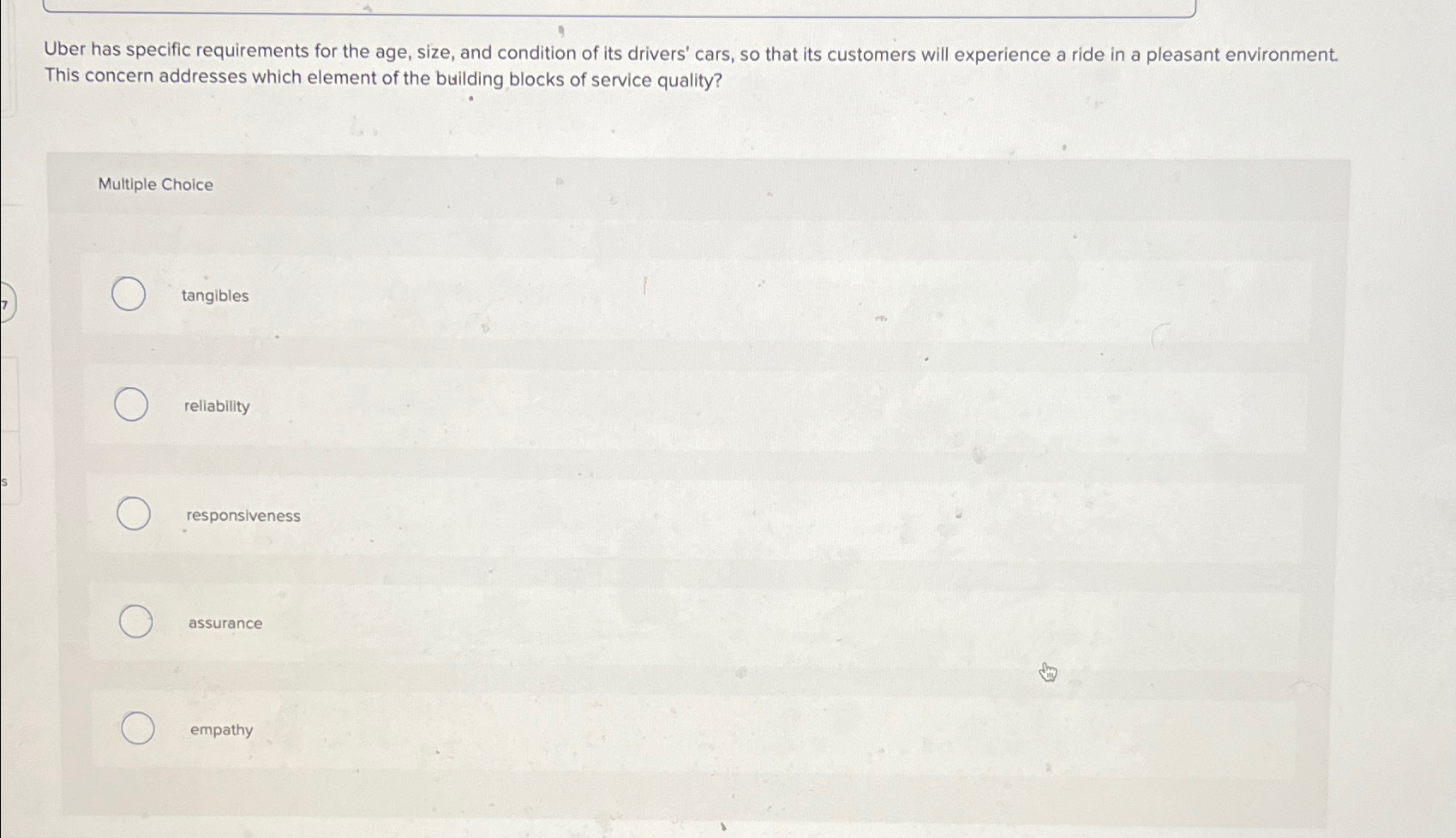 Solved Uber has specific requirements for the age, size, and | Chegg.com