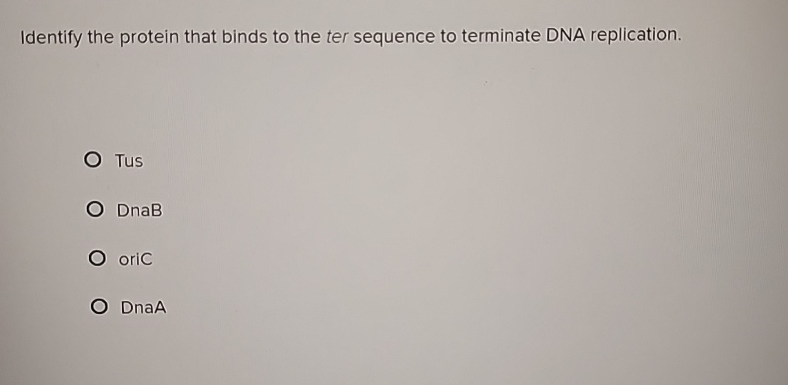 Solved Identify the protein that binds to the ter sequence | Chegg.com