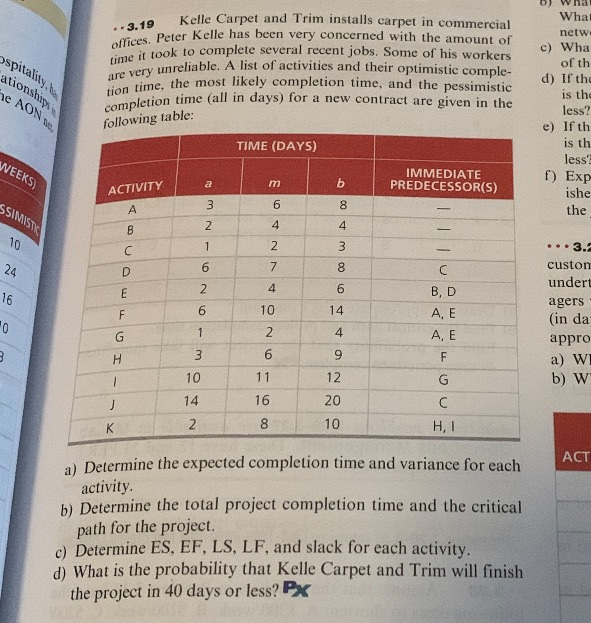 Solved 95 CHAPTER 3 PROJECT MANAGEMENT he A) 3.9 Task time | Chegg.com