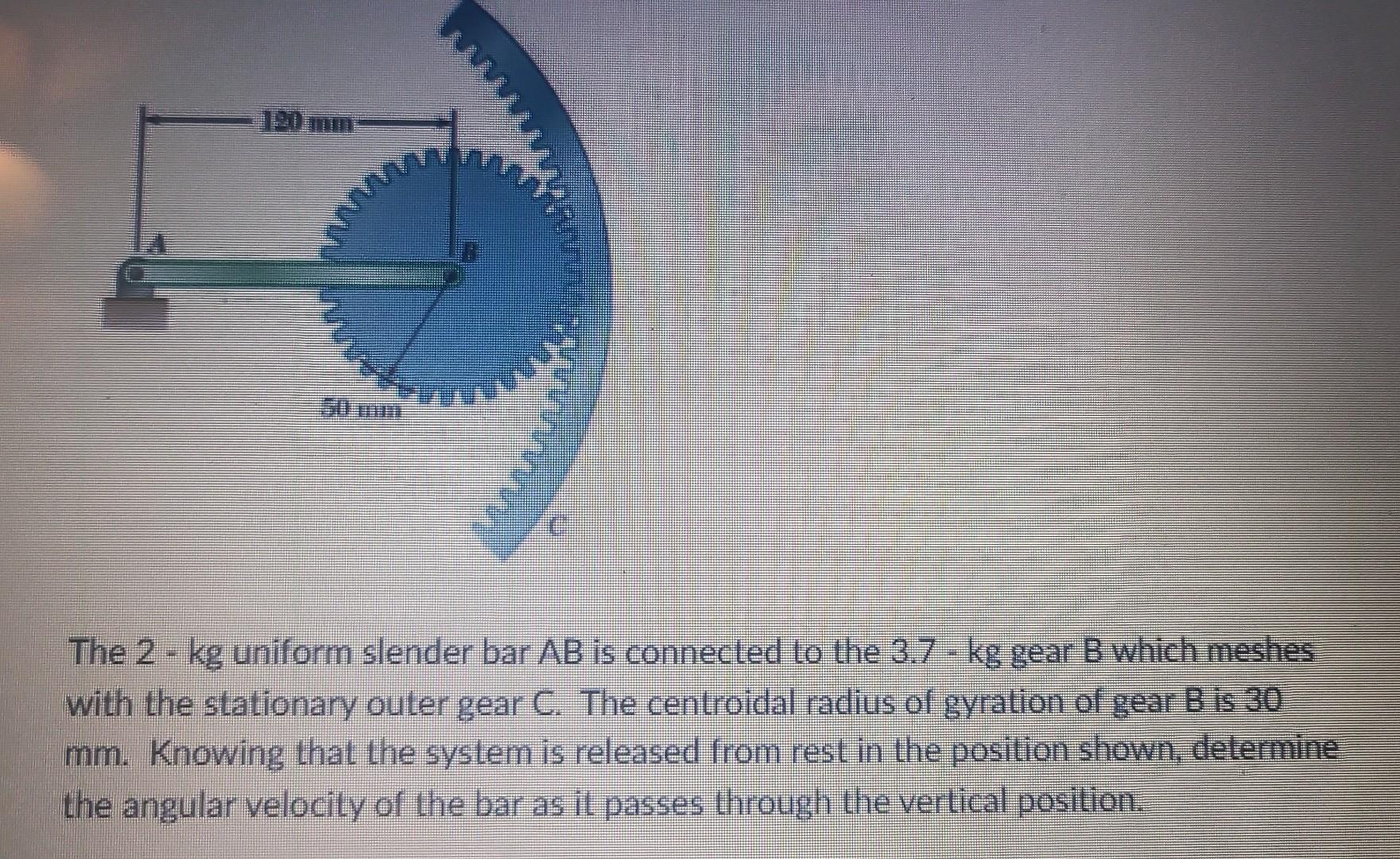 Solved The 2 - kg uniform slender bar AB is connected to the | Chegg.com